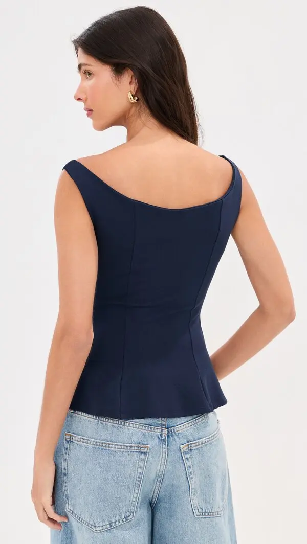 LE BOP Ponte Off Shoulder Top - Navy