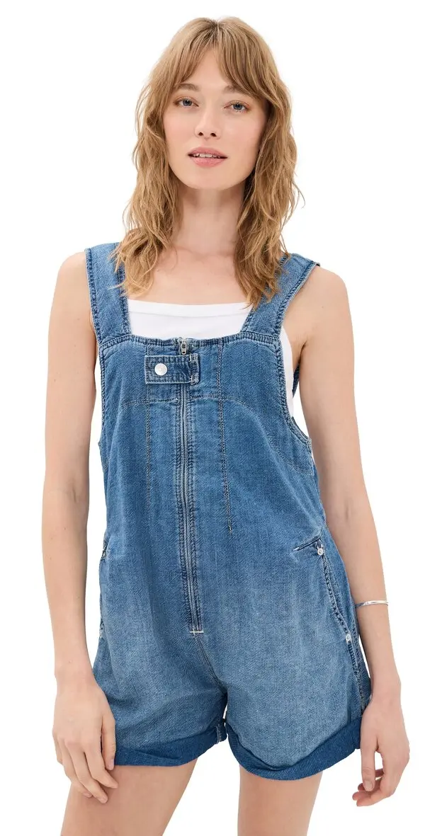 Free People Jude Shortalls - Mid Indigo