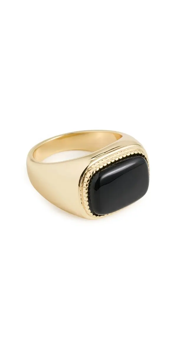 LUV AJ Midnight Mesa Signet Ring - Gold