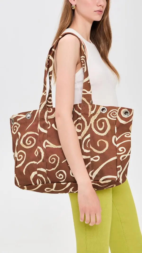DAMSON MADDER Large Swirl Canvas Eyelet Tote Bag