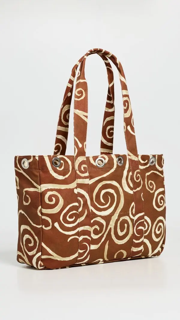 DAMSON MADDER Large Swirl Canvas Eyelet Tote Bag