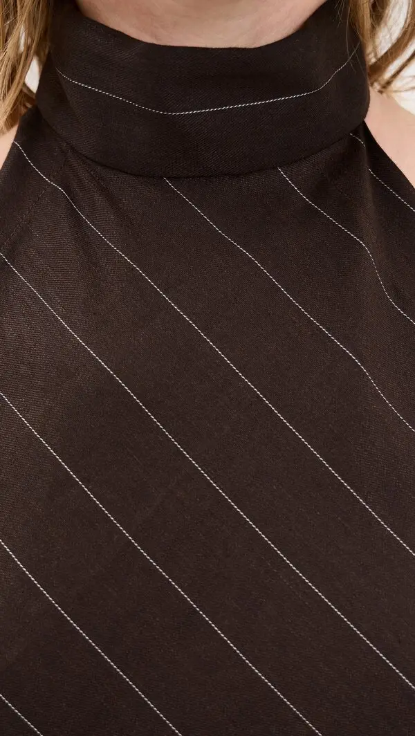 Helmut Lang Halter Scarf Top With Turtle Neck And Stripe Print
