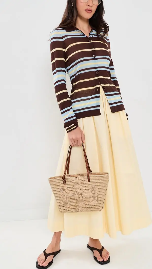 Tory Burch Ella Structured Straw Small Tote