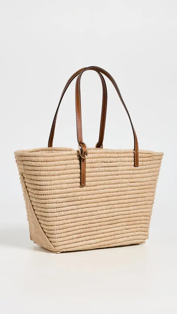 Tory Burch Ella Structured Straw Small Tote