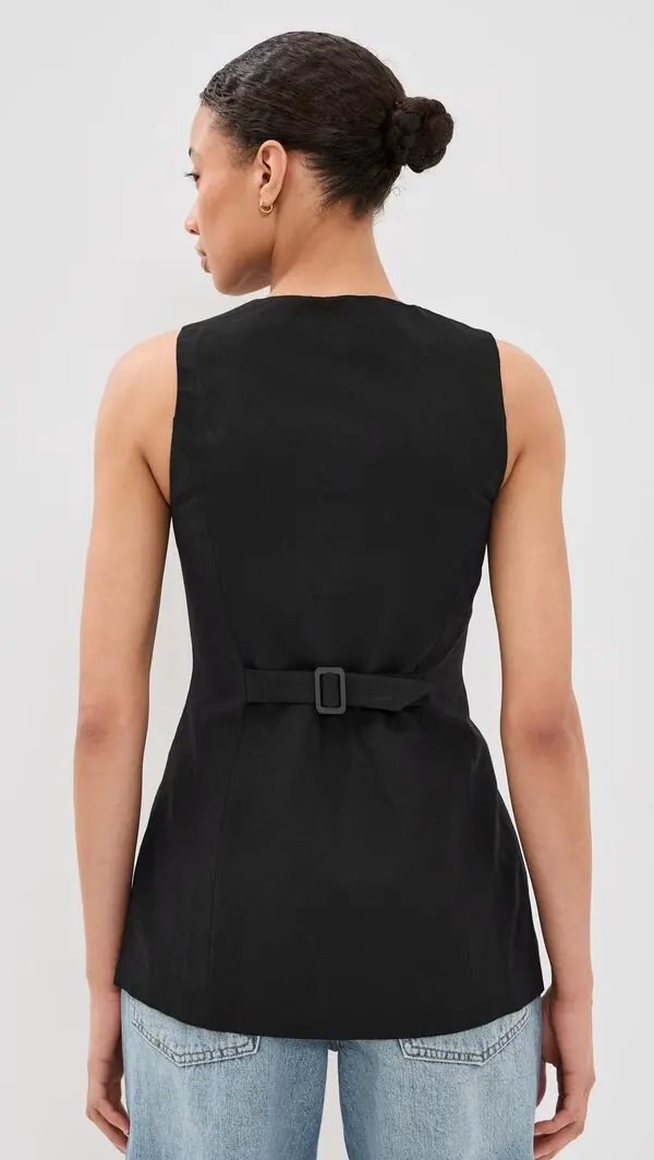 ALIGNE Leo Linen Blend Waistcoat - Black