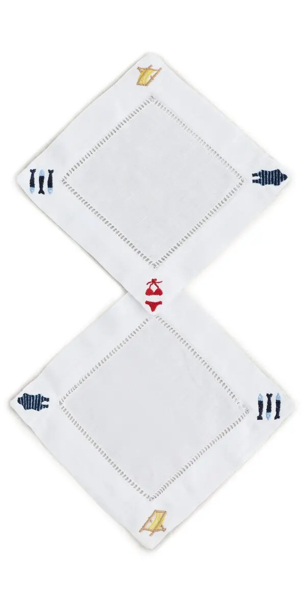 ABBODE Beach Icons Cocktail Napkin - White