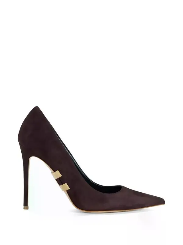 Elisabetta Franchi Suede Pumps With Logo Detail - Brown