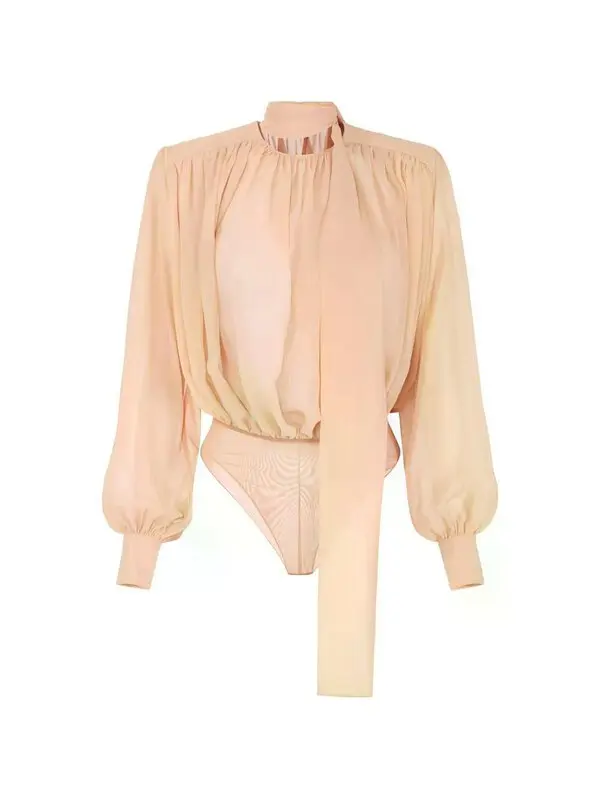 Elisabetta Franchi Silk Georgette Bodysuit With Sash Detail