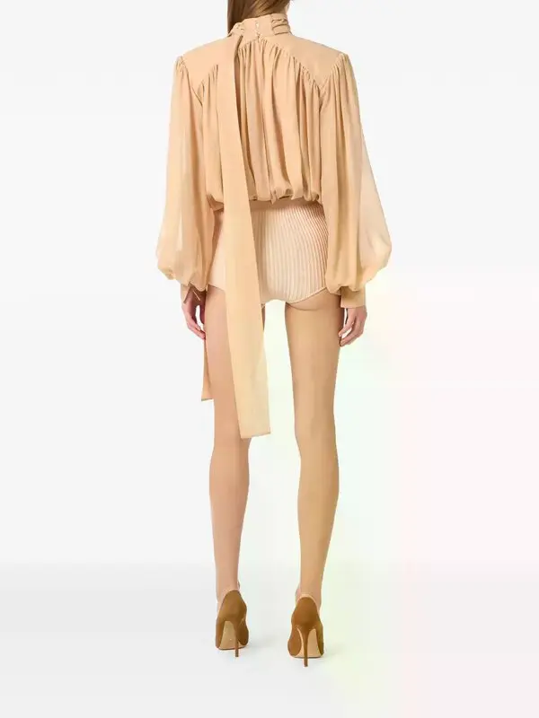 Elisabetta Franchi Silk Georgette Bodysuit With Sash Detail