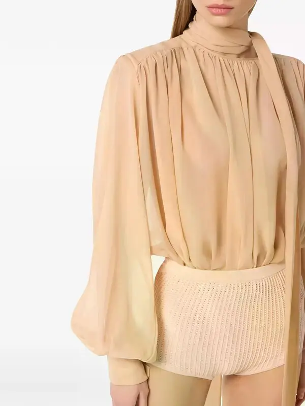 Elisabetta Franchi Silk Georgette Bodysuit With Sash Detail