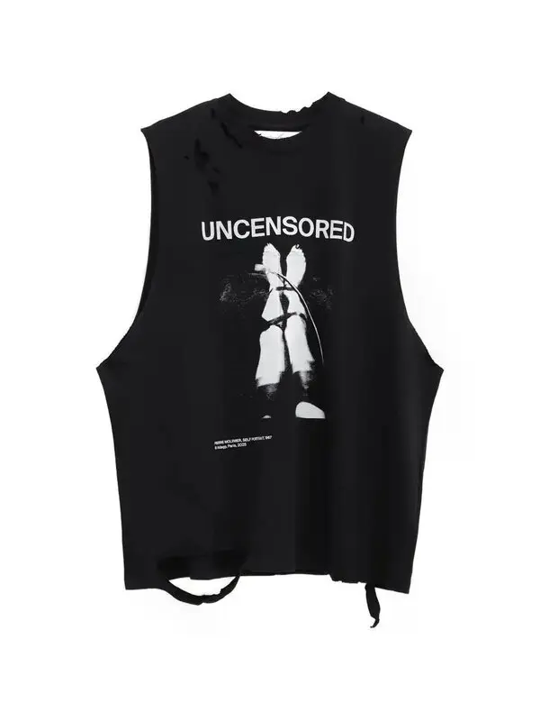 Matieres Fecales Distressed Graphic-print T-shirt - Black