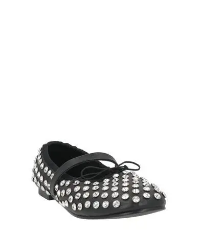 Maje Ballet Flats Leather With Crystal Embellishments