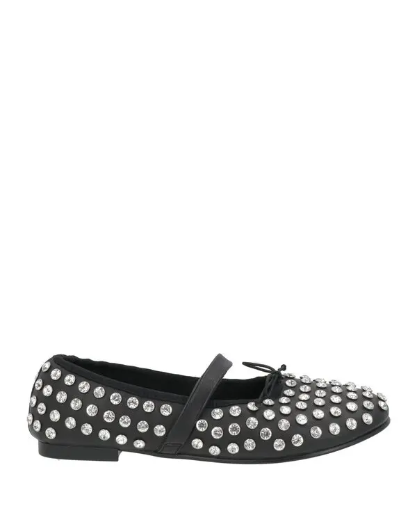 Maje Ballet Flats Leather With Crystal Embellishments