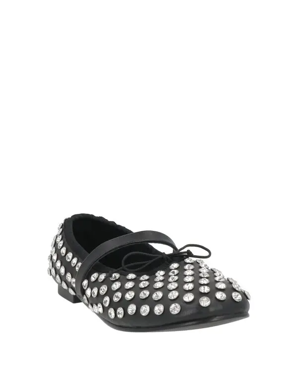 Maje Ballet Flats Leather With Crystal Embellishments