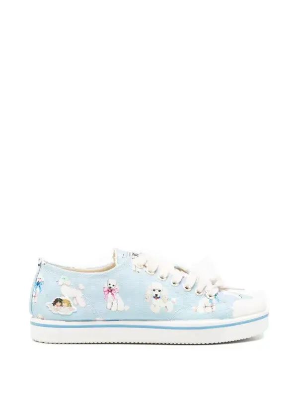 Fiorucci Printed Cotton Sneakers - Blue