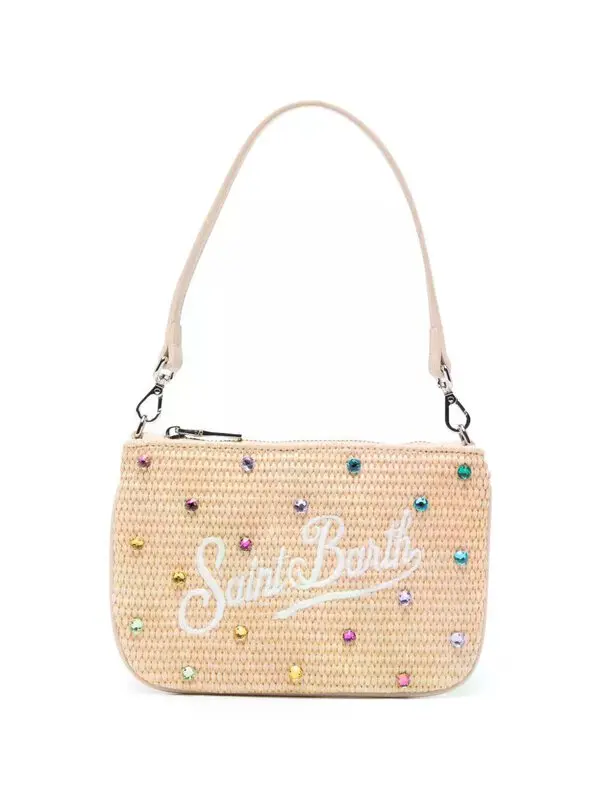 MC2 SAINT BARTH Parisienne Crystal-embellished Clutch Bag - Brown