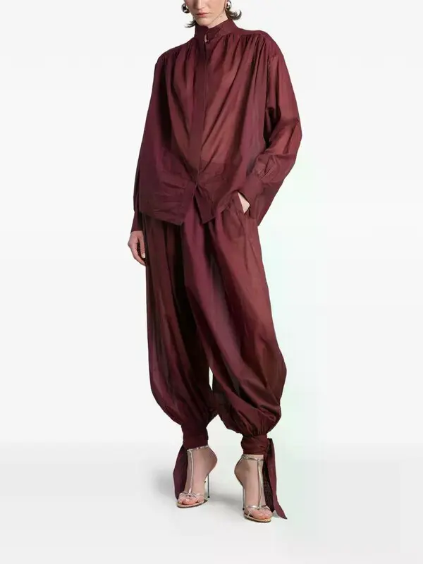 Andamane Oversized Bordeaux Sheer Shirt - Red