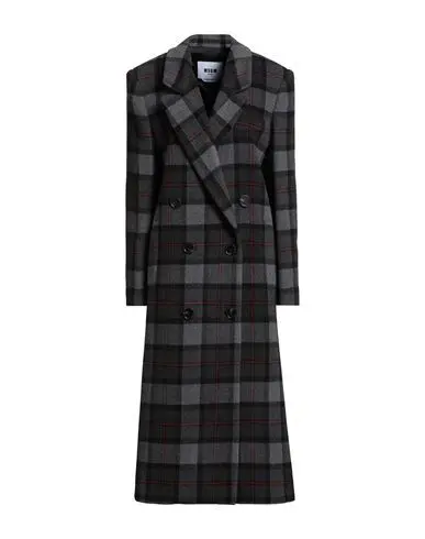 MSGM Double-breasted Checked Wool Blend Coat