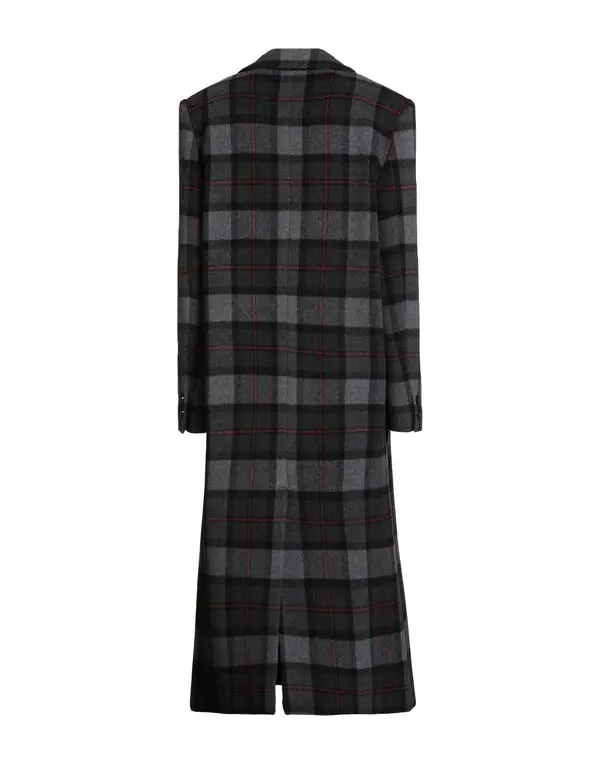 MSGM Double-breasted Checked Wool Blend Coat