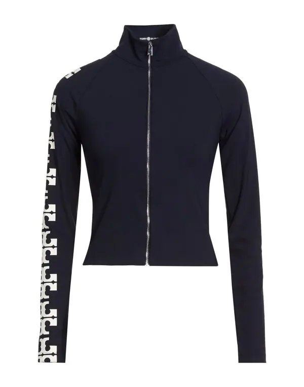 Tory Burch Polyamide And Lycra Zip-up Sweatshirt - Navy