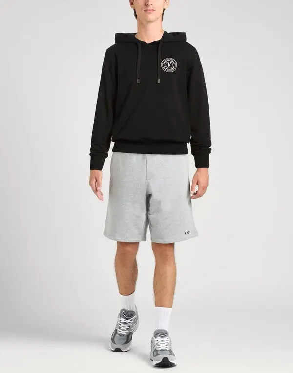 Versace Embroidered Logo Cotton Hoodie - Black