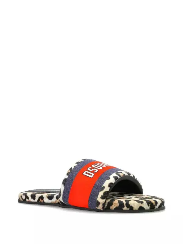 Dsquared2 Leopard Print Logo Patch Sandals