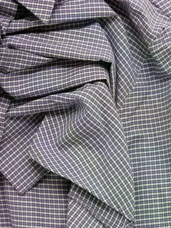 AUGUST BARRON Draped Gingham Shirt