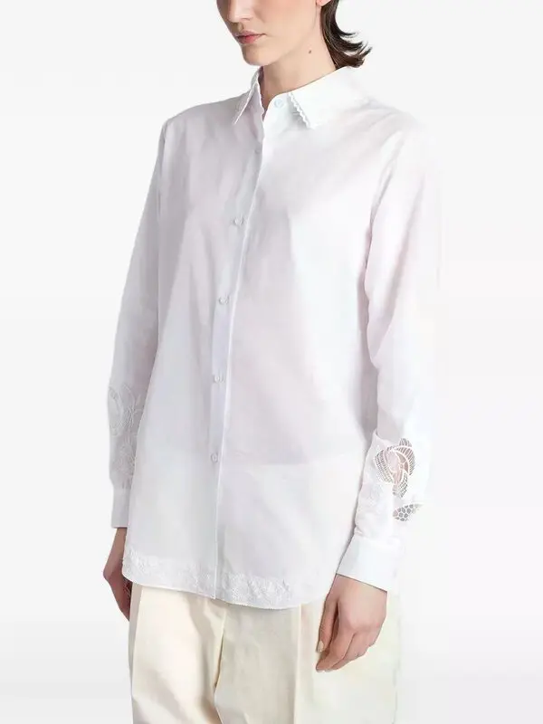 Magda Butrym Lace Trimmed Cut-out Shirt - White