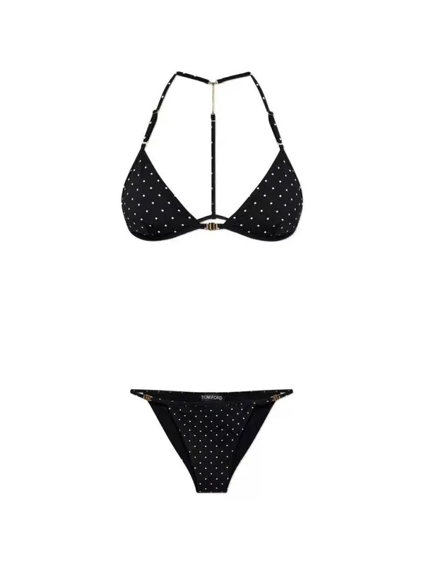 TOM FORD Polka-dot Print Triangle Bikini Top - Black