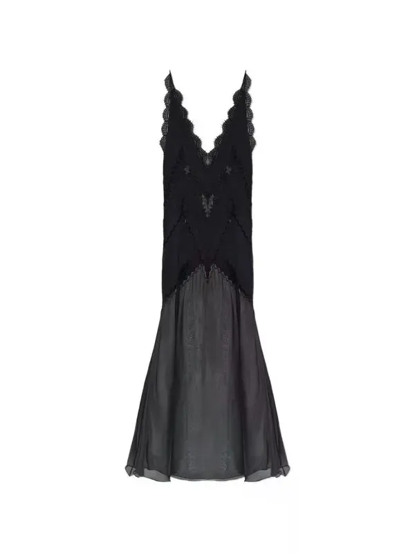 TOM FORD Lace-trimmed Sheer Panel Dress - Black