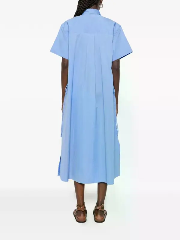 Polo Ralph Lauren Embroidered Logo Midi Shirt Dress - Blue