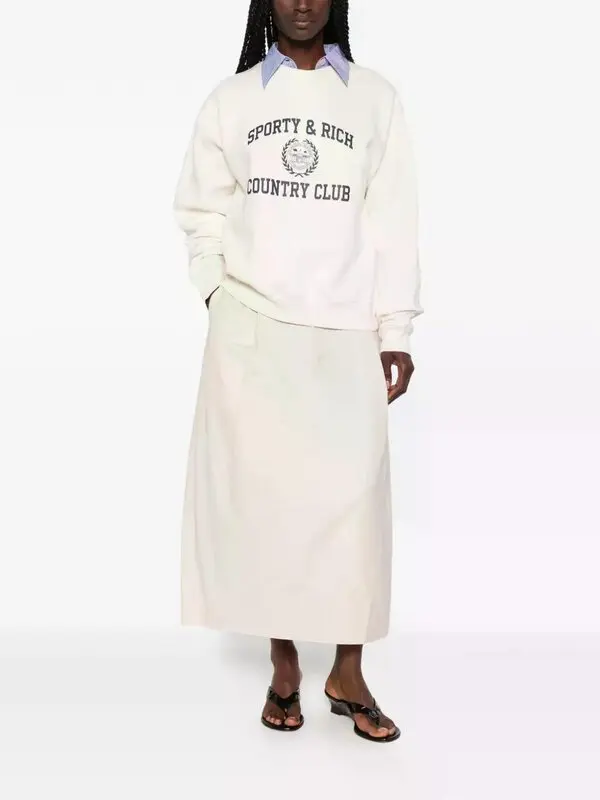 SPORTY & RICH Logo-print Cotton Sweater