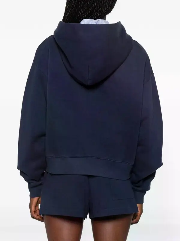 Sporty & Rich Logo Embroidered Zip-up Hoodie