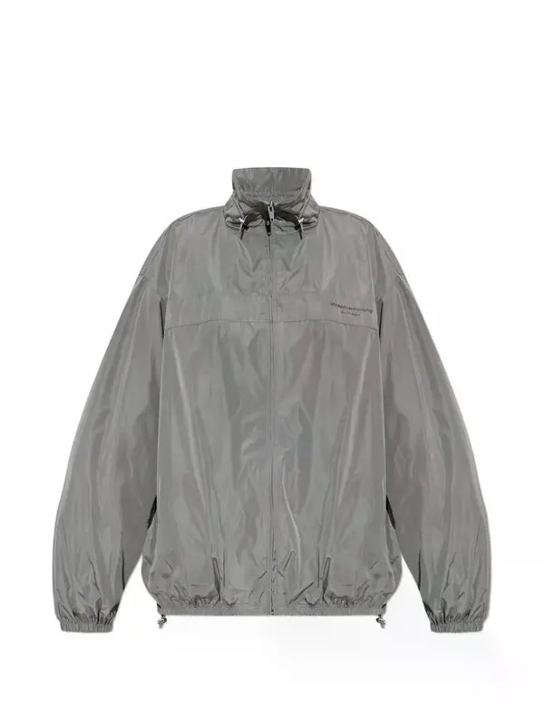 Alexander Wang Logo-print High-neck Jacket - Grey