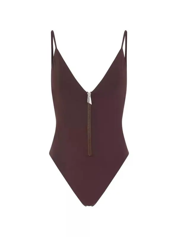Attico Zip-fastening Swimsuit - Brown