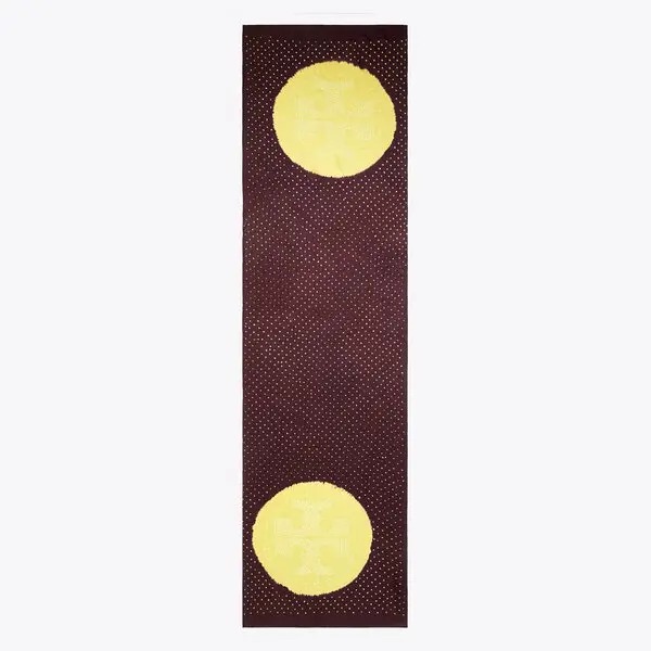 Tory Burch Ruched Silk Oblong Scarf - Brown/yellow