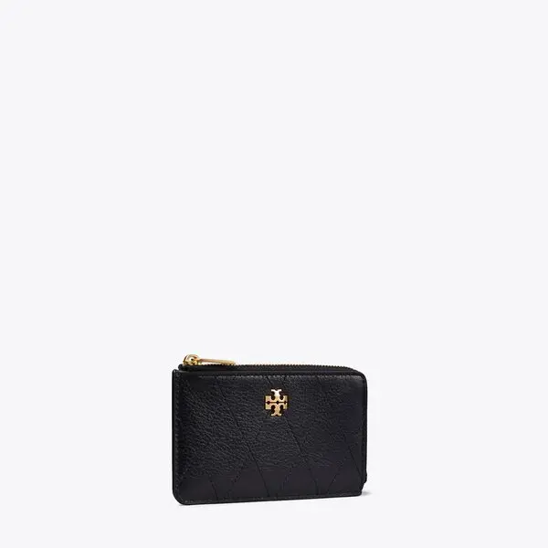 Tory Burch Charlie Quilted Zip Charm Card Case - Black