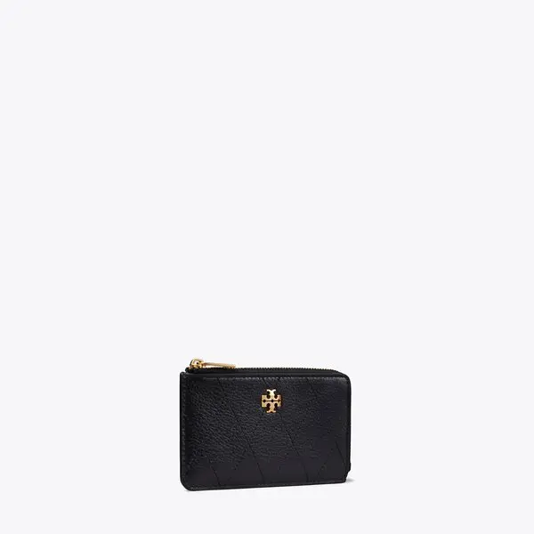 Tory Burch Charlie Quilted Zip Card Case - Black