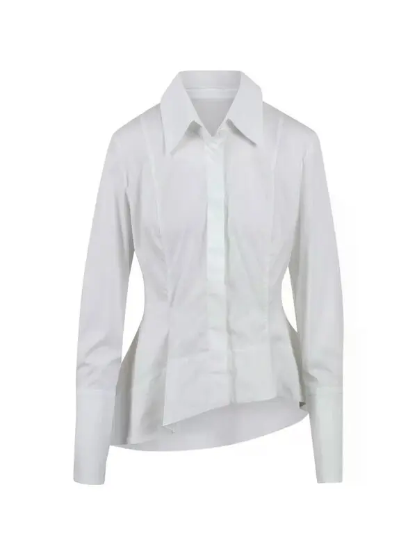 BALOSSA Linette Asymmetric Panelled Shirt - White