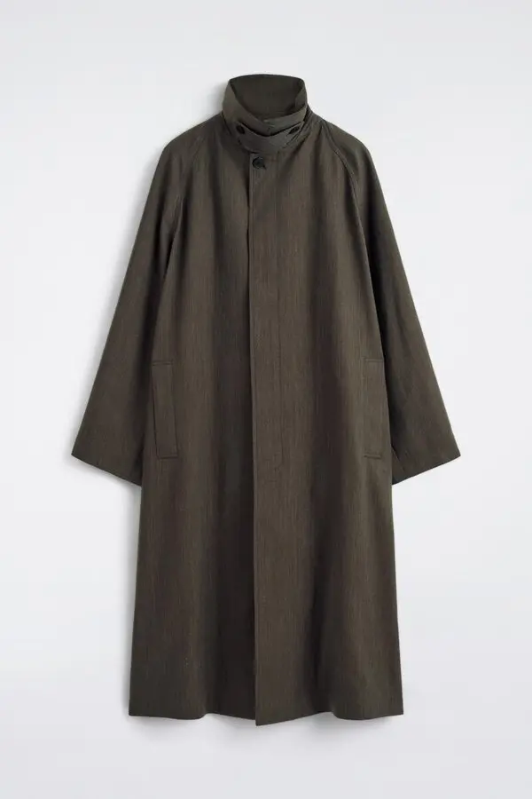 Cos Lightweight Cotton-herringbone Trench Coat - Brown