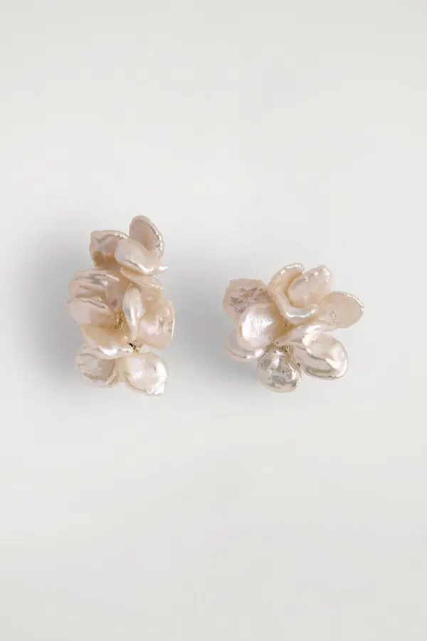 Cos Mismatched Clustered Pearl Statement Earrings - White