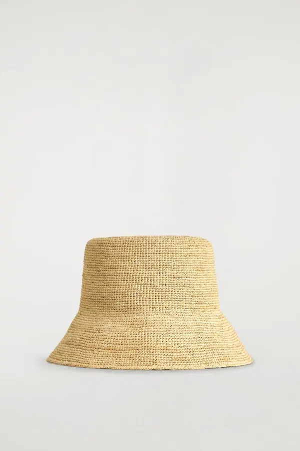 Cos Raffia Bucket Hat - Beige