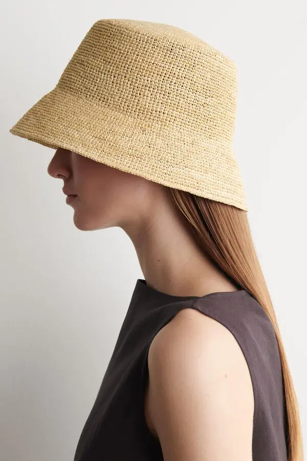 Cos Raffia Bucket Hat - Beige