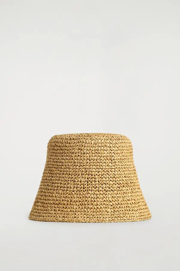 Cos Sculpted Straw Bucket Hat - Beige