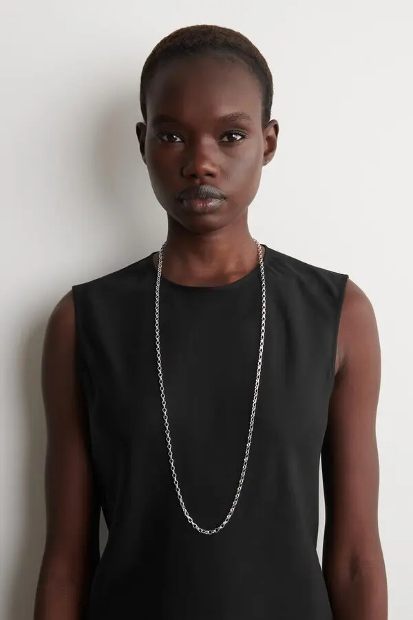 Cos Silver-plated Teardrop-link Long Chain Necklace