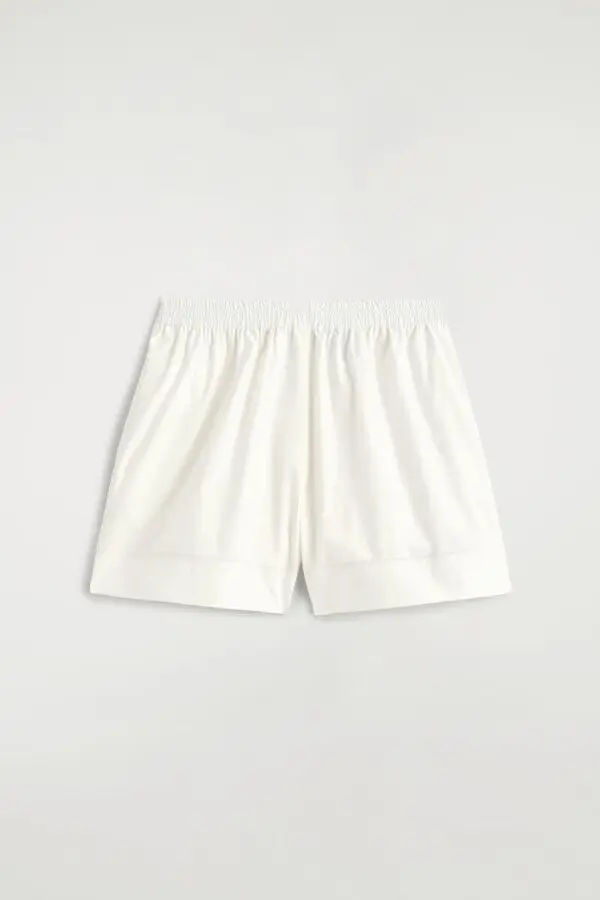 Cos Elasticated Cotton Shorts With Grosgrain Detail - White