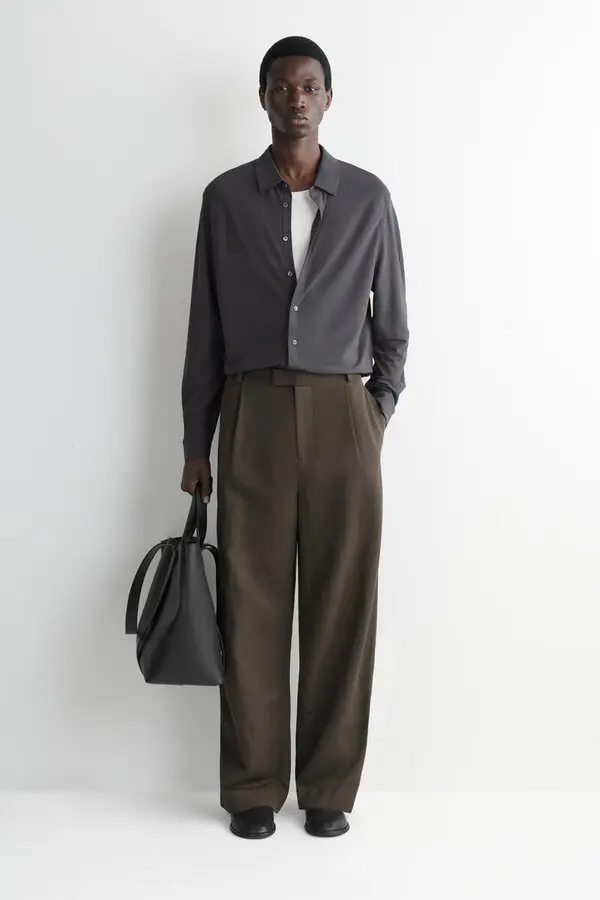 Cos Draped Cotton-jersey Shirt