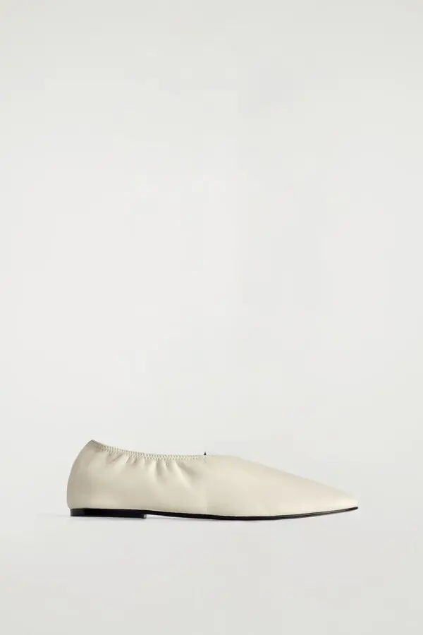 Cos Soft Ballerina Pumps In Sheep Leather - White
