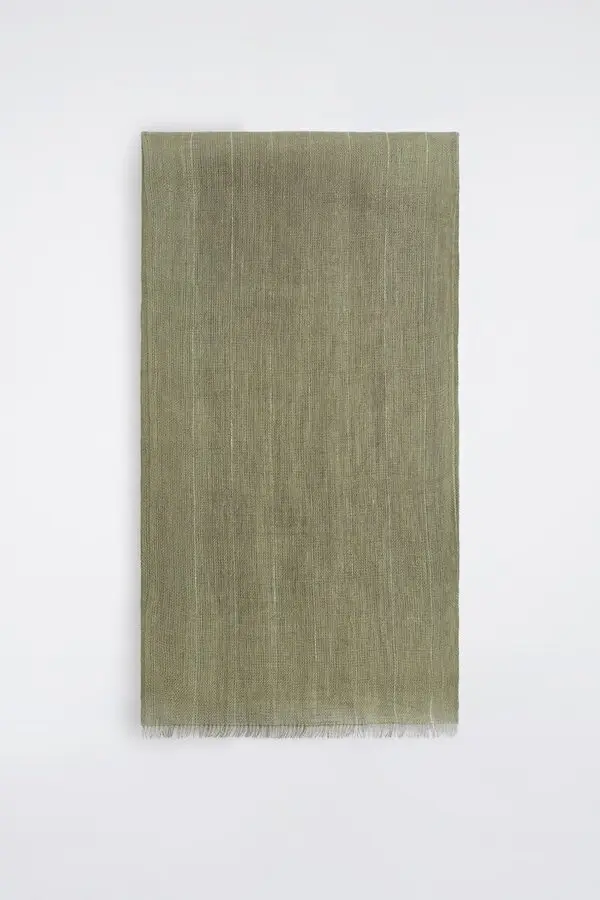 Cos Fringed Linen Scarf - Brown