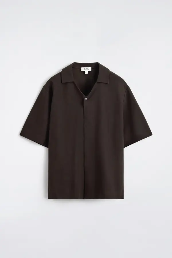Cos Milano-jersey Short-sleeved Shirt - Brown